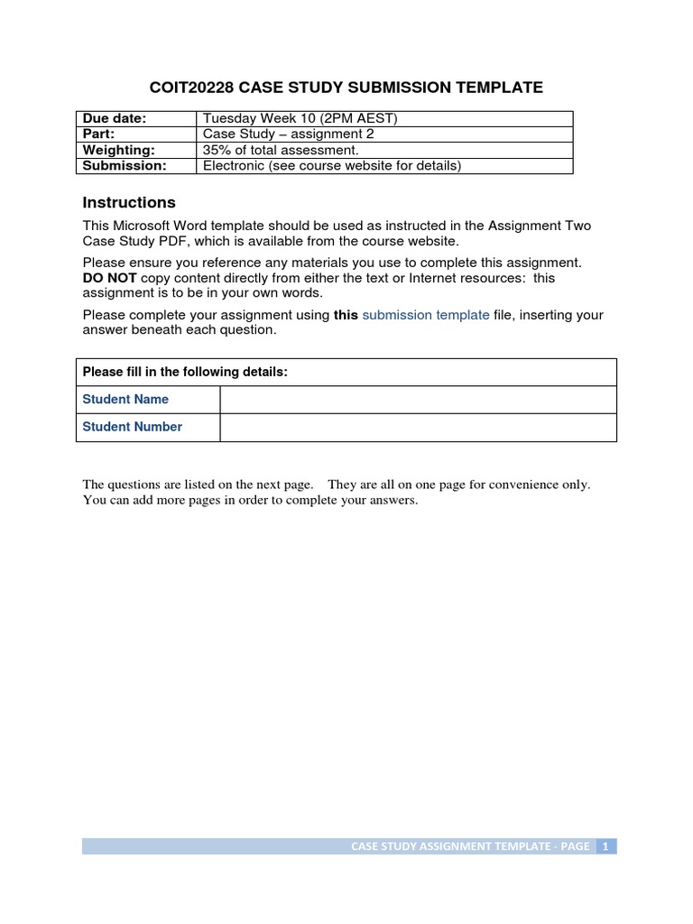 Coit20228 Case Study Submission Template: Due Date: Weighting: Submission | PDF | Apple Inc ...