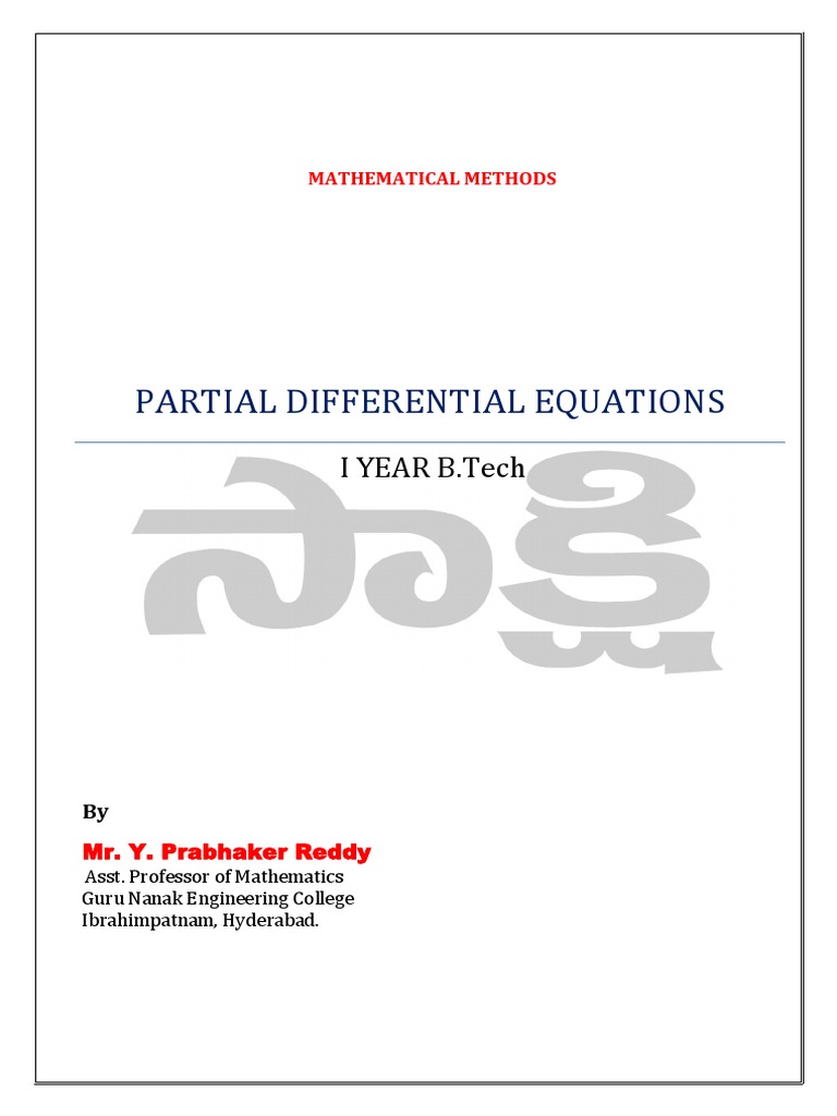 Ordinary And Partial Differential Equations Partial Differential Equation Equations