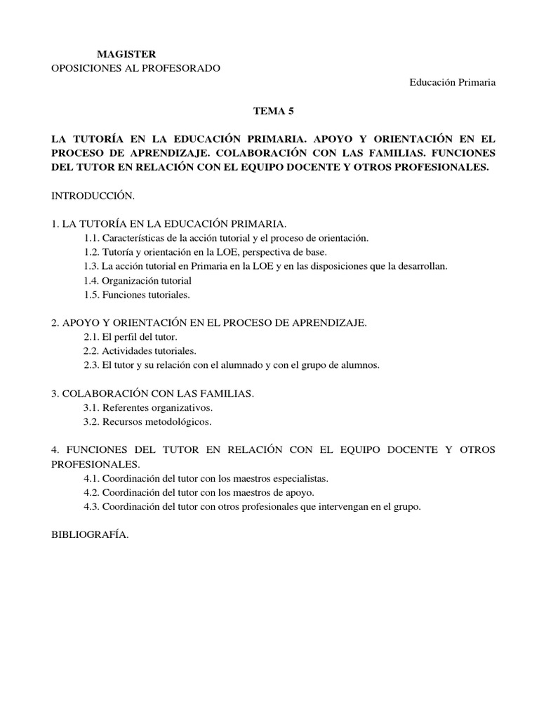 Tema 5. Primaria Tut 06-07 | PDF | Maestros | Educación primaria