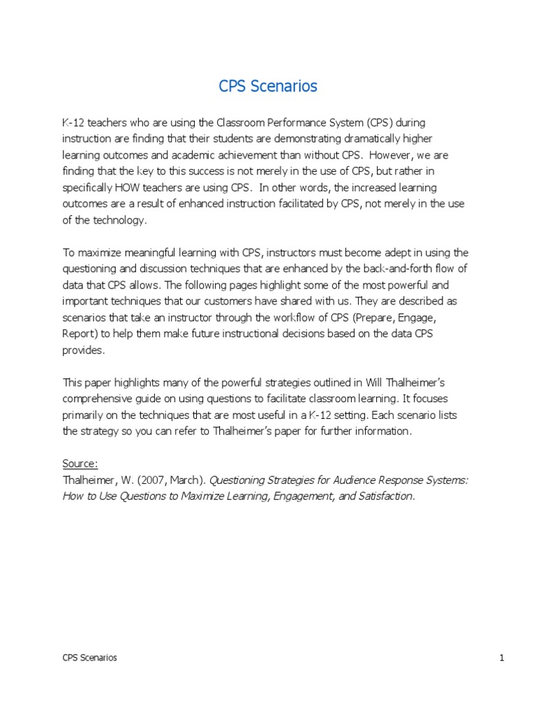 CPS Scenarios | PDF | Phonics | Educational Assessment