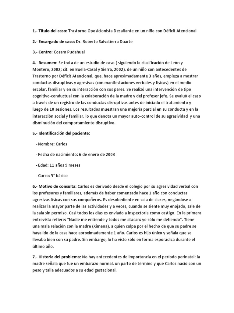 Trastorno Oposicionista Desafiante | PDF | Desorden hiperactivo y deficit de atencion ...