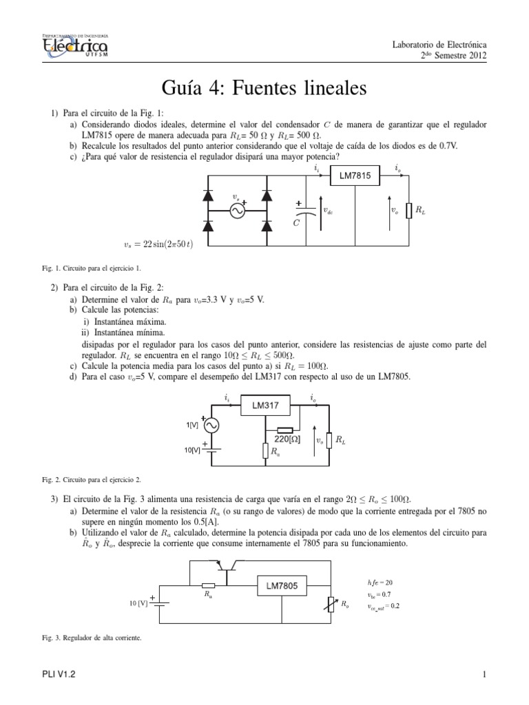 Guia4 - Fuentes Lineales | PDF | Corriente eléctrica | Energia electrica