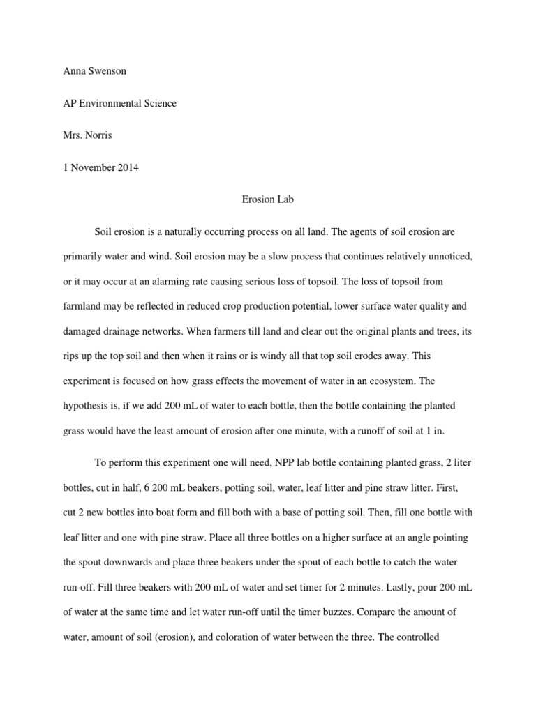 APES Erosion Lab | PDF | Erosion | Surface Runoff