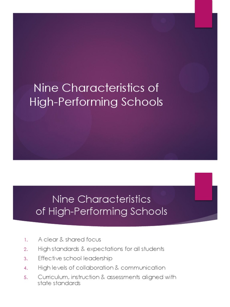 9 Characteristic of Highly Effective Schools | PDF | Educational ...