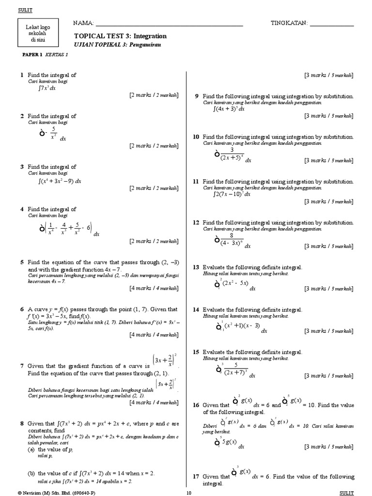 IT Add Maths F5 Topical Test 3 (BL) | PDF