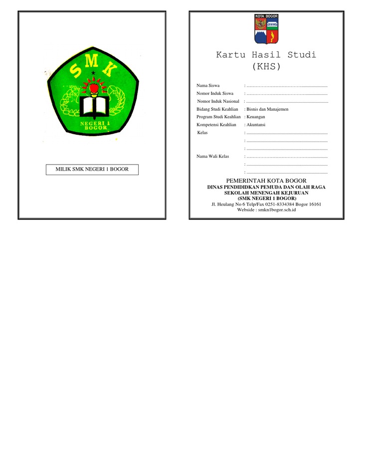 Kartu Hasil Studi SMK (KHS)