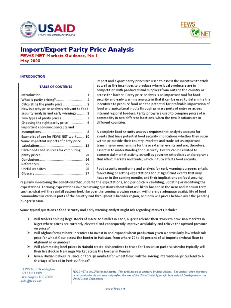 Import/export Parity Pricing | Download Free PDF | Purchasing Power ...