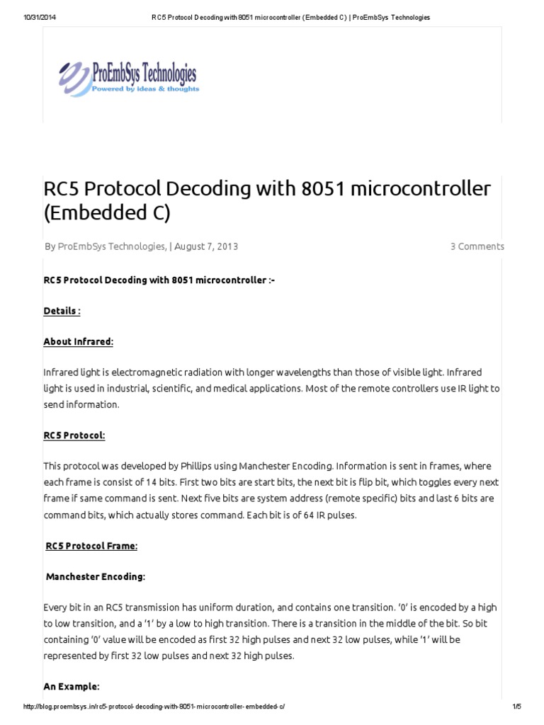 RC5 Protocol Decoding With 8051 Microcontroller (Embedded C ...