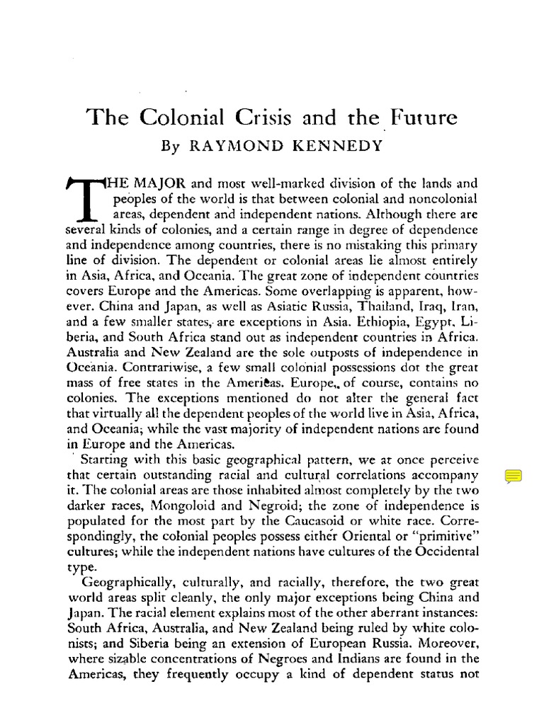 Kennedy - Colonial Crisis and The Future | PDF