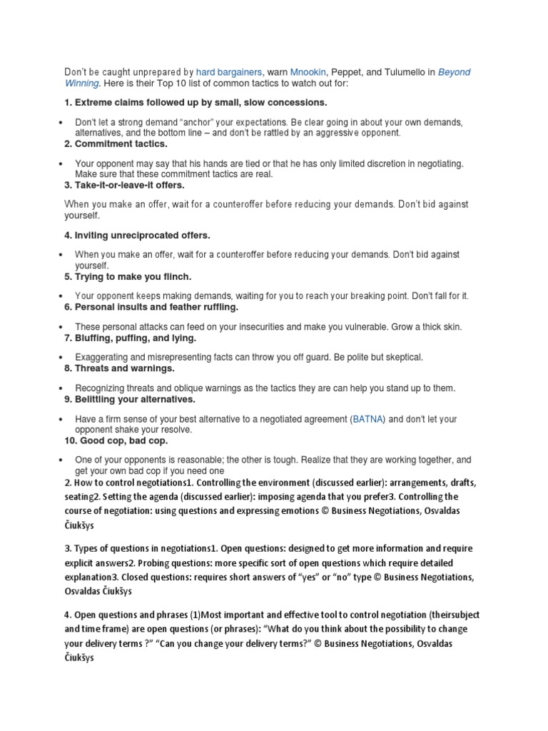 Negotiation | PDF | Negotiation | Question