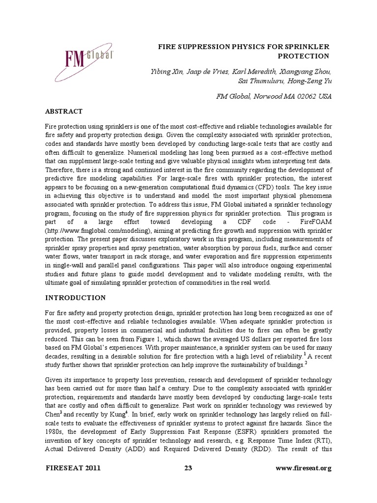 FM Global - Fire Suppression Physics For Sprinkler Protection | PDF ...
