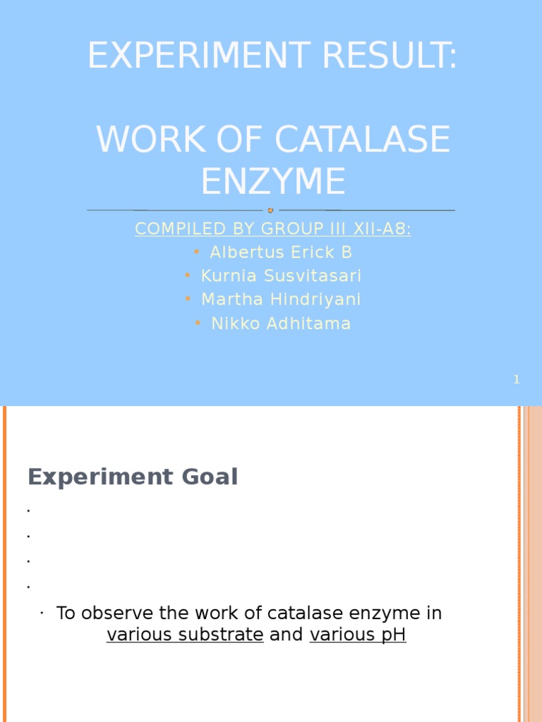 Experiment Result: Work of Catalase Enzyme | PDF | Catalase | Hydrogen ...