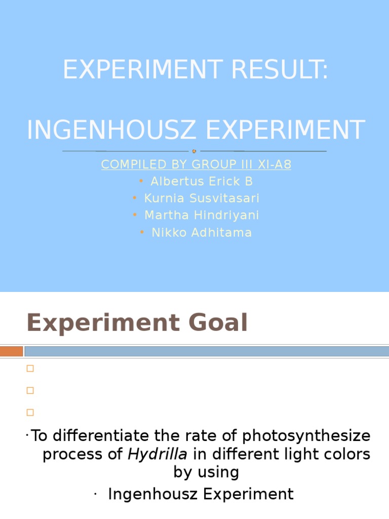 Experiment Result: Ingenhousz Experiment | PDF | Photosynthesis ...