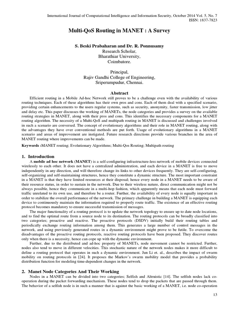 Paper-2 Multi QoS Routing in Manet | PDF | Routing | Wireless Ad Hoc ...