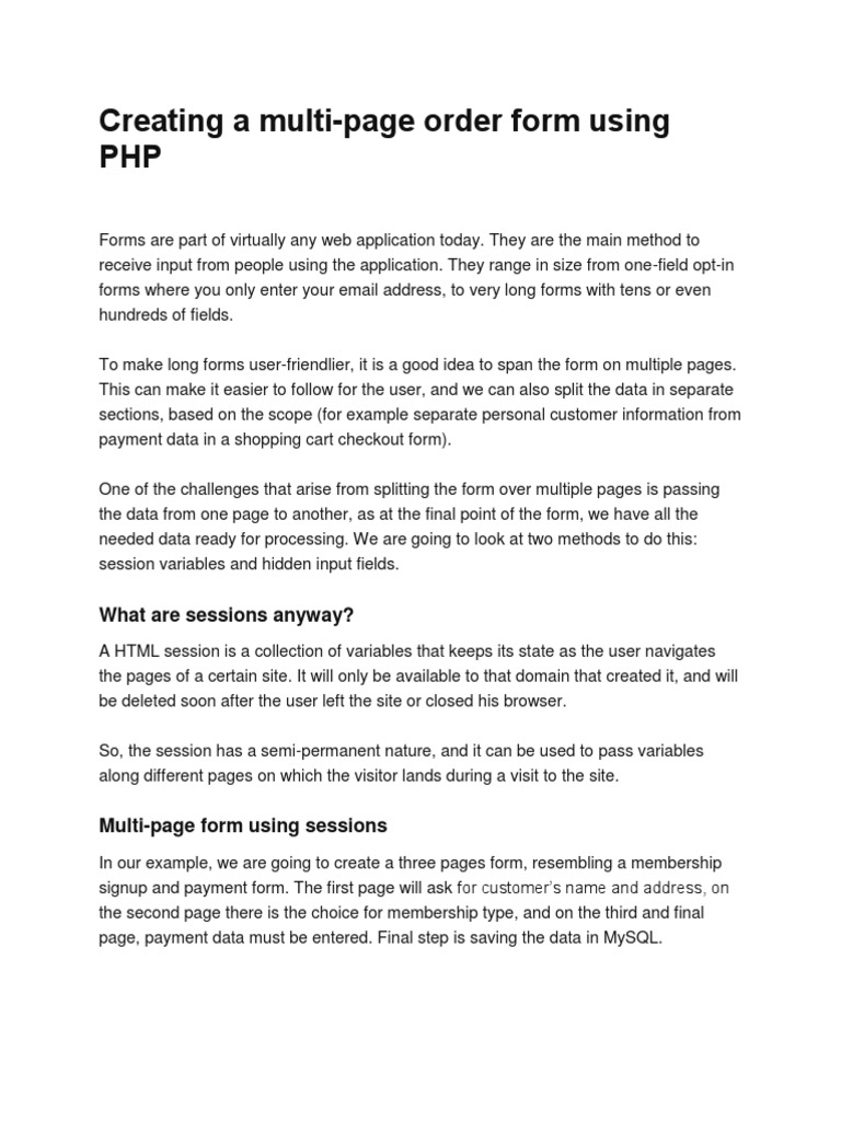 Creating A Multi Page Form On Single Submit in PHP | PDF | Human ...