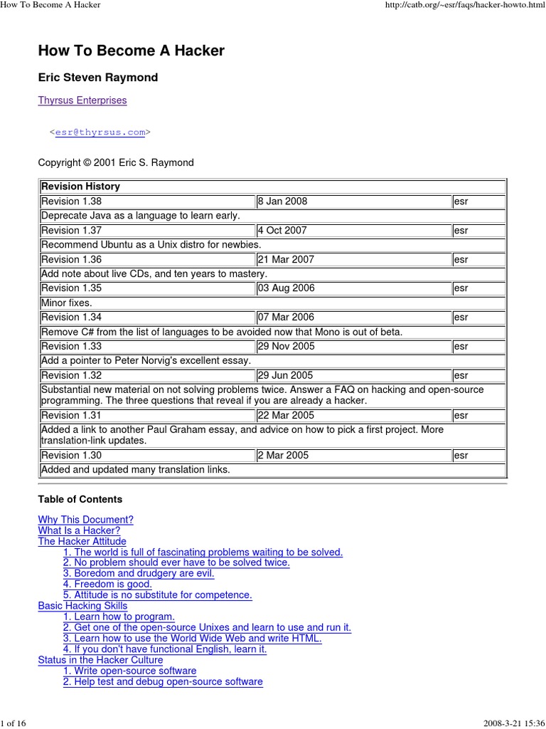 How To Become A Hacker | PDF | Hacker Culture | Security Hacker