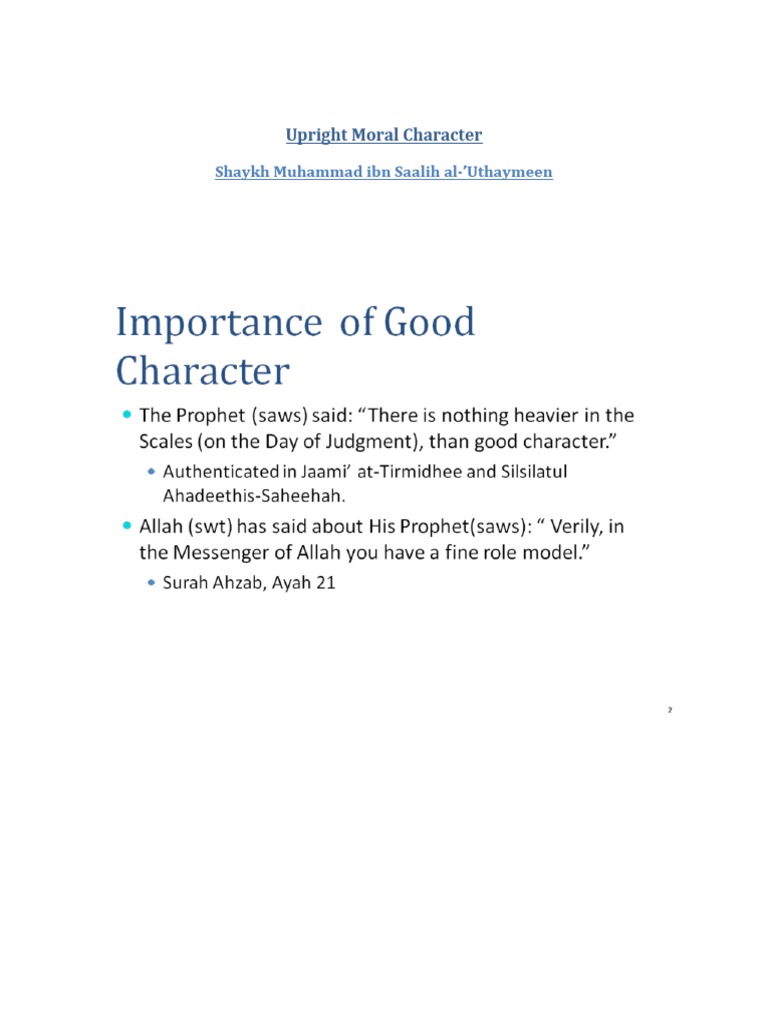 Upright Moral Character | PDF