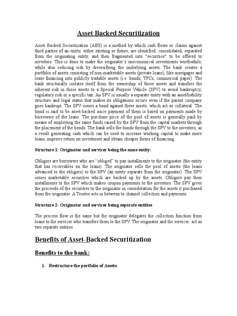 Asset Backed Securitization | Download Free PDF | Securitization ...