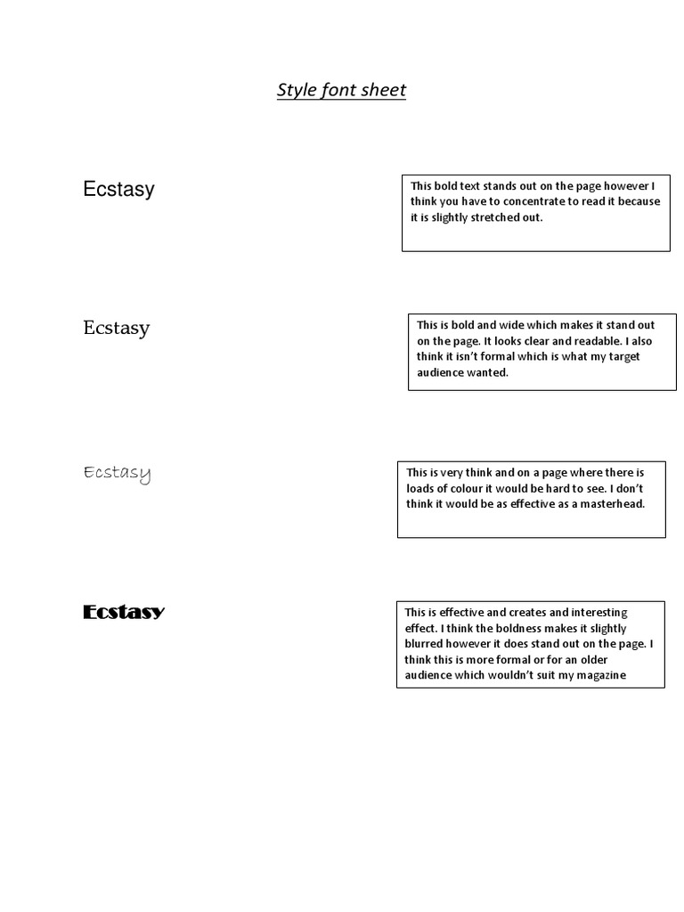 Style Font Sheet | PDF