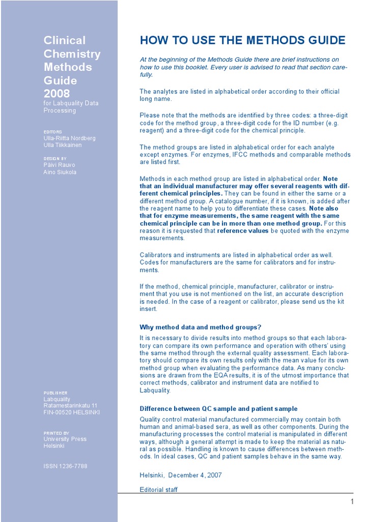 Clinical Chemistry Methods Guide PDF | PDF | Alanine Transaminase ...