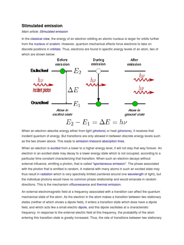 Stimulated Emission: Classical View Nucleus Atom Orbitals | PDF