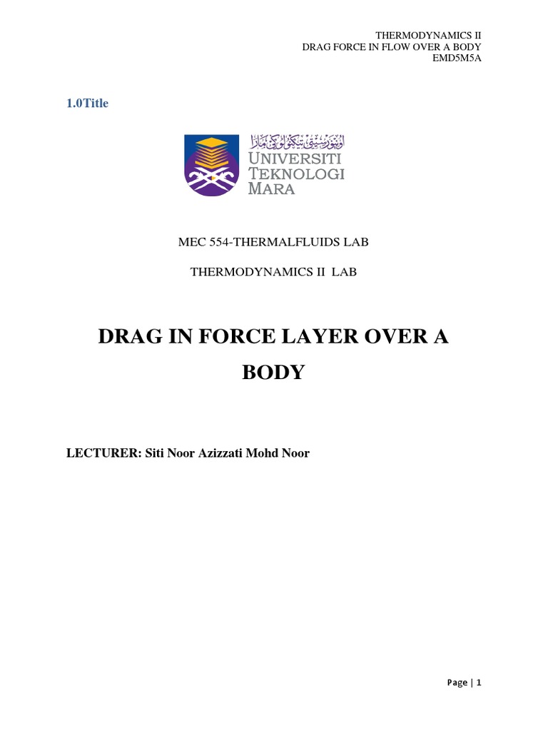 Drag Force Report | PDF | Drag (Physics) | Fluid Dynamics