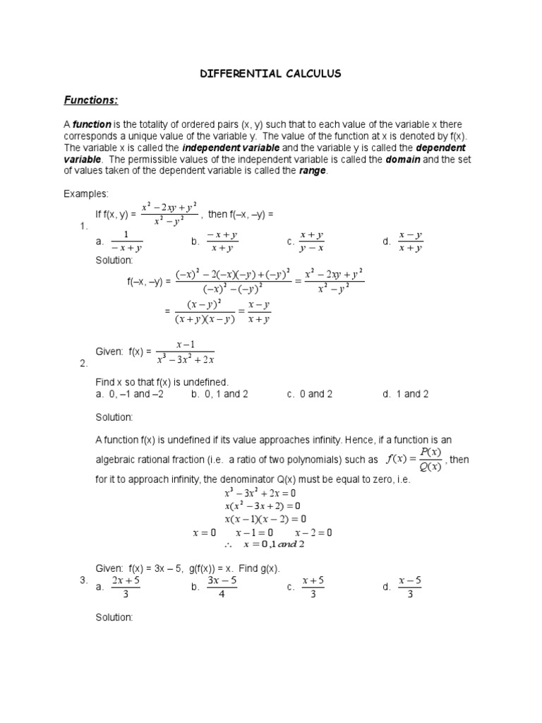 Differential Calculus | PDF | Variable (Mathematics) | Calculus