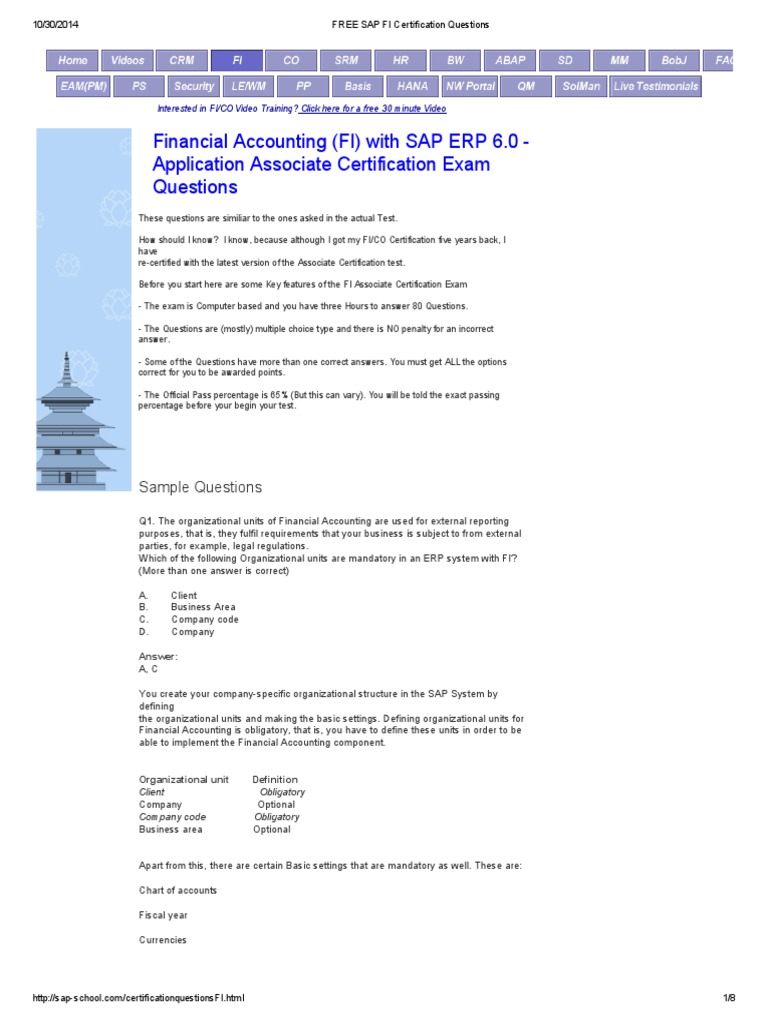 Free SAP FI Certification Questions | PDF | Debits And Credits | Taxes