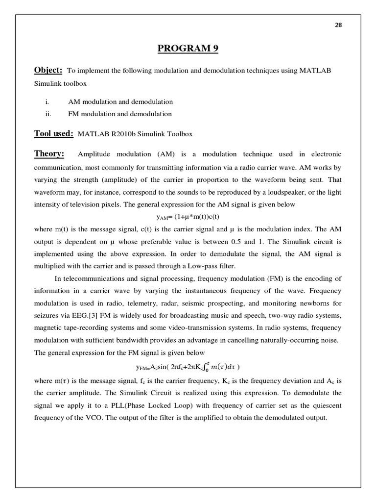 Program 9 | PDF | Frequency Modulation | Modulation