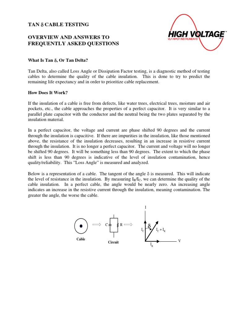 Tan Delta Cable Testing | PDF | Capacitor | Insulator (Electricity)