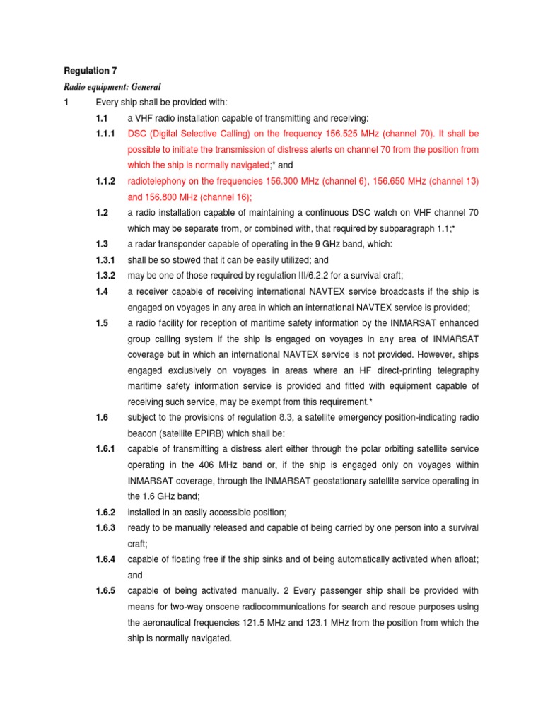 Chapter IV (Radiocommunications) SOLAS | PDF | Radio | Electrical ...