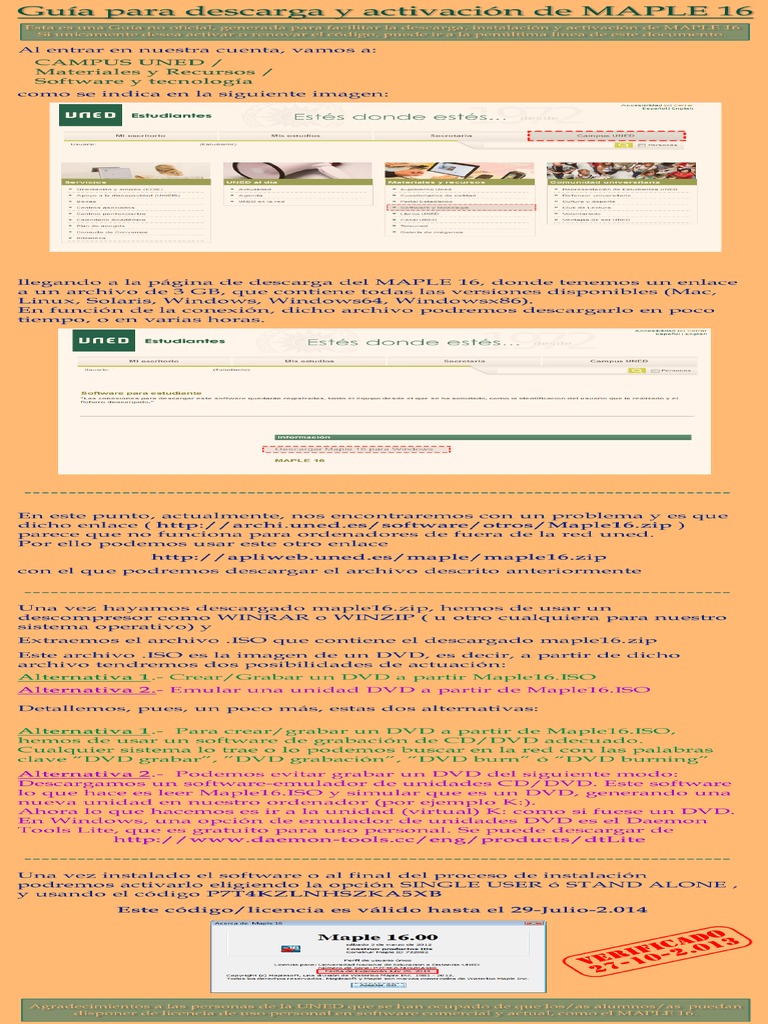 MAPLE 16 - Guia de Descarga y Activacion Curso13-14 | PDF ...