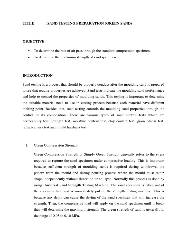 Sand Testing Preparation Methods | PDF | Sand | Strength Of Materials