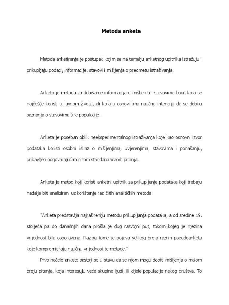 Metoda Ankete | PDF