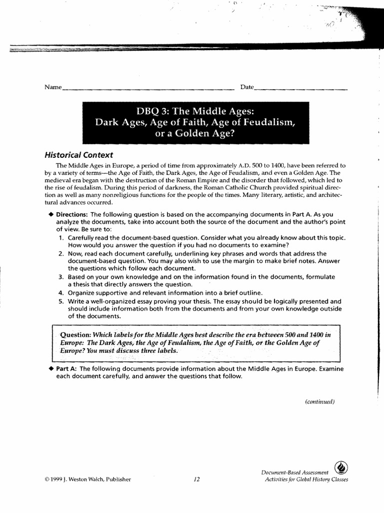DBQ Middle Ages | PDF | Essays | Middle Ages