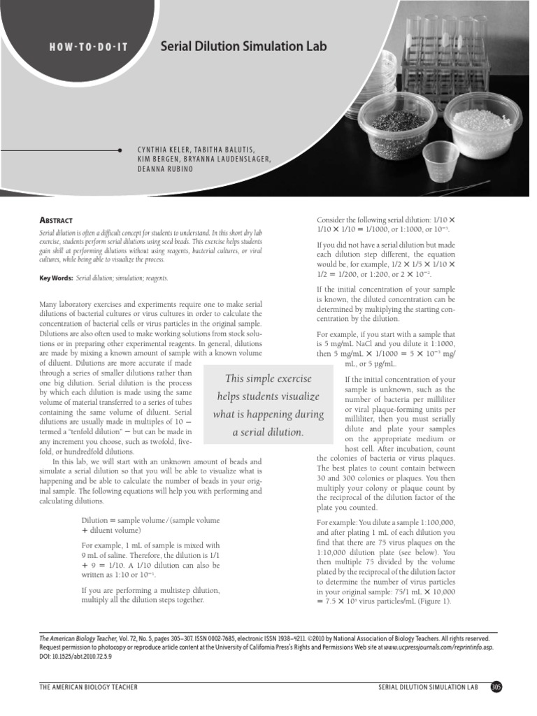Serial Dilution Simulation Lab | PDF | Virus | Experiment