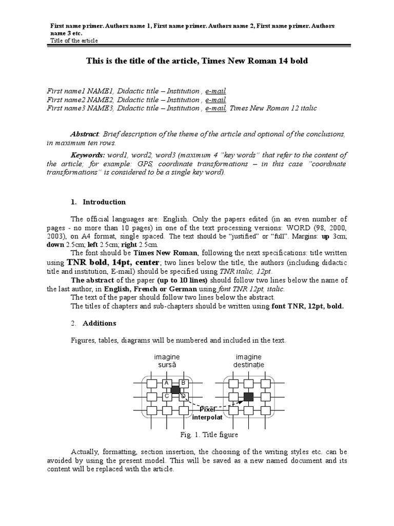 Model Articol | PDF | Times New Roman | Writing