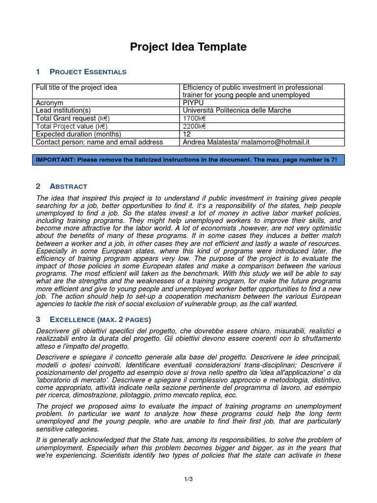 Project Idea Template | Labour Economics | Unemployment