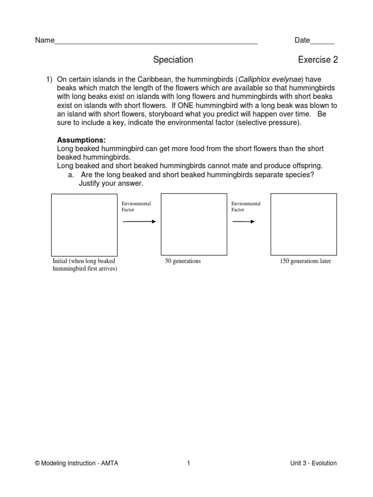 06a Exercise 2 - Evolution - Speciation | PDF | Evolution | Species