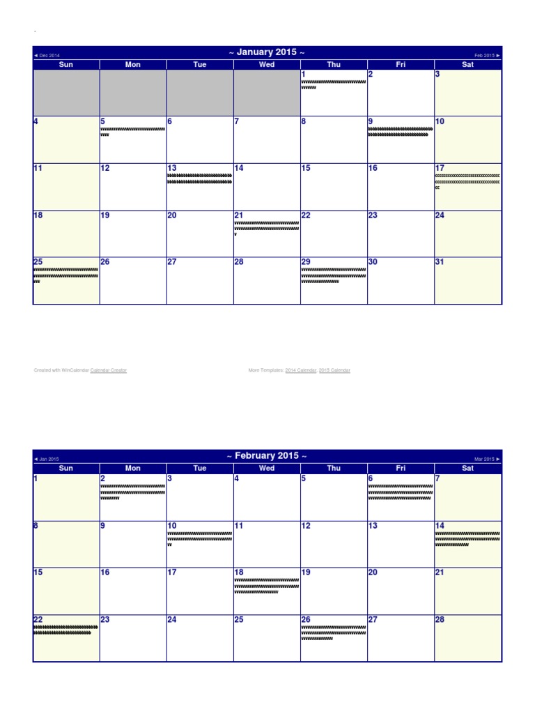 2014-2015 Calendar Templates | PDF | Cooking, Food & Wine