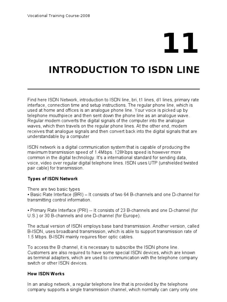Introduction To Isdn Line | PDF | Data Transmission | Video