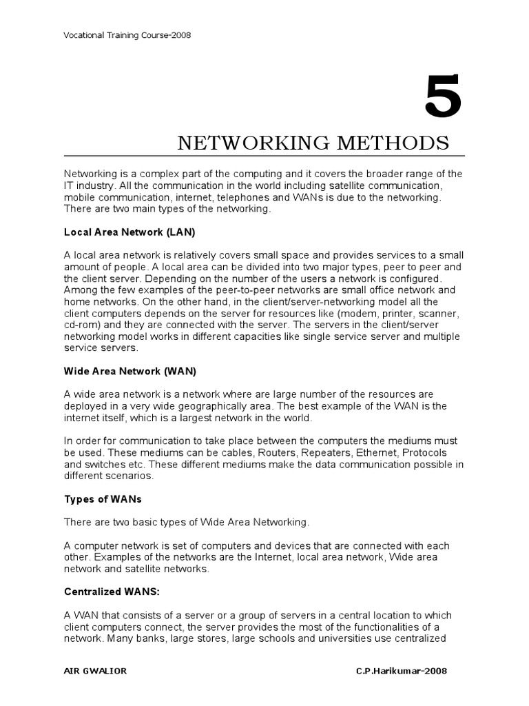 Networking Methods: Local Area Network (LAN) | PDF | Computer Network ...