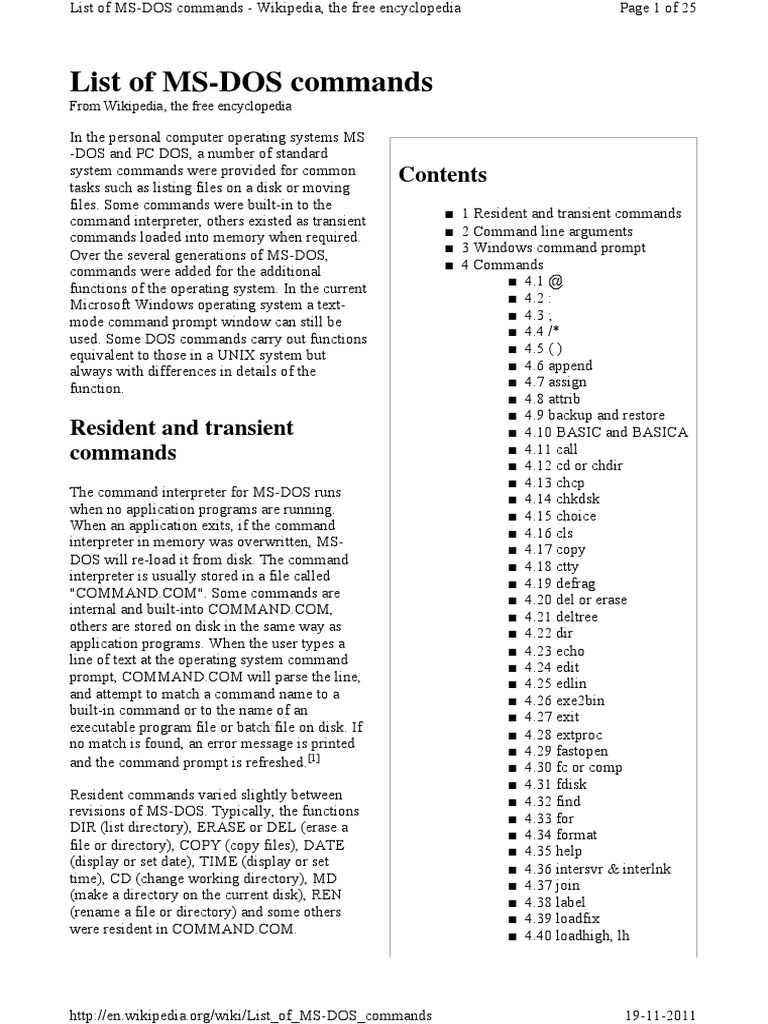 List of MS-DOS Commands | Download Free PDF | Dos | Command Line Interface