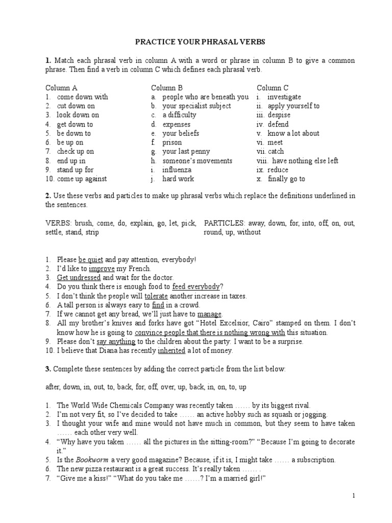 Practice Your Phrasal Verbs | PDF | Phrase | Linguistic Morphology