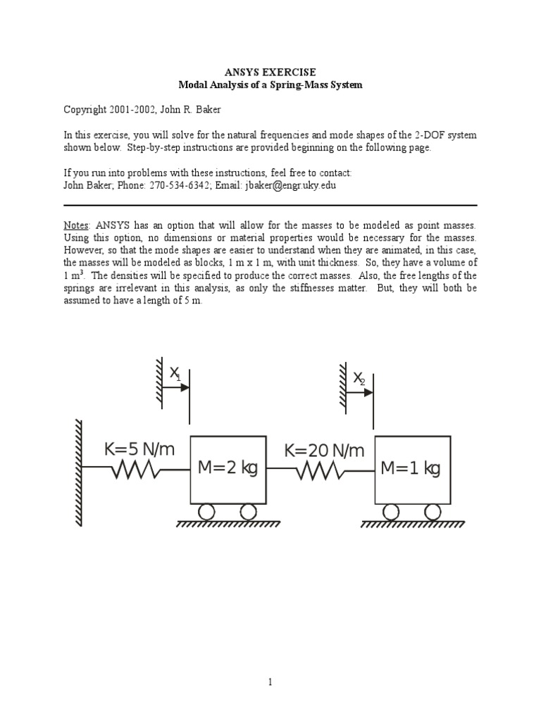 Ansys Exercise Modal Analysis of A Spring-Mass System | Download Free ...