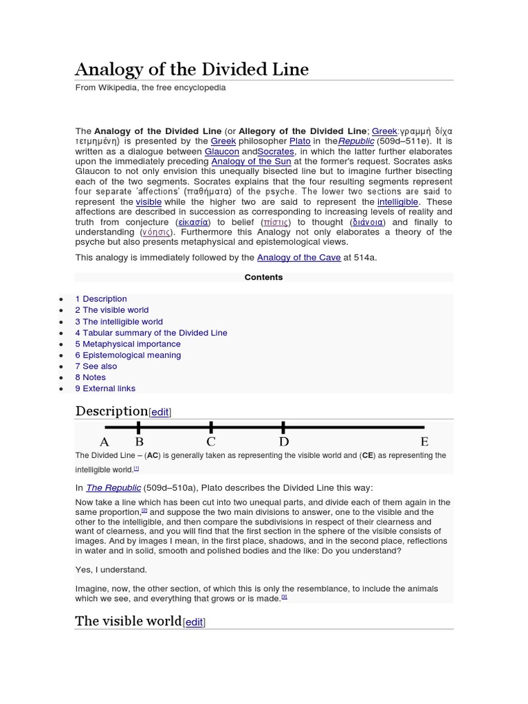 Analogy of The Divided Line | PDF | Western Philosophy | Psychological ...