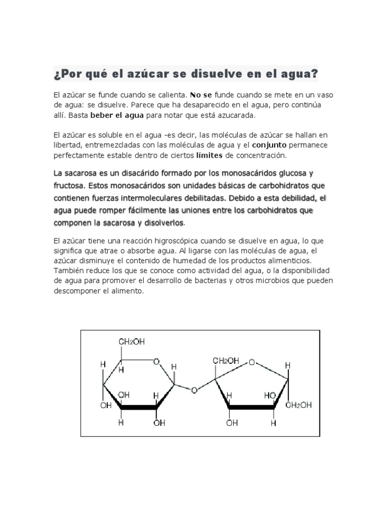 Solubilidad del azúcar en agua | PDF | Sacarosa | Carbohidratos
