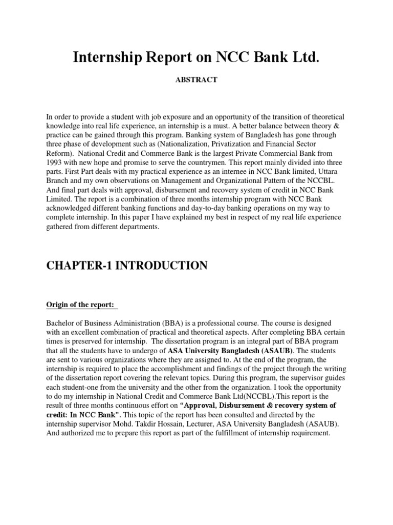 Internship Report Deposit Mobilization of NCC Bank | PDF | Credit ...