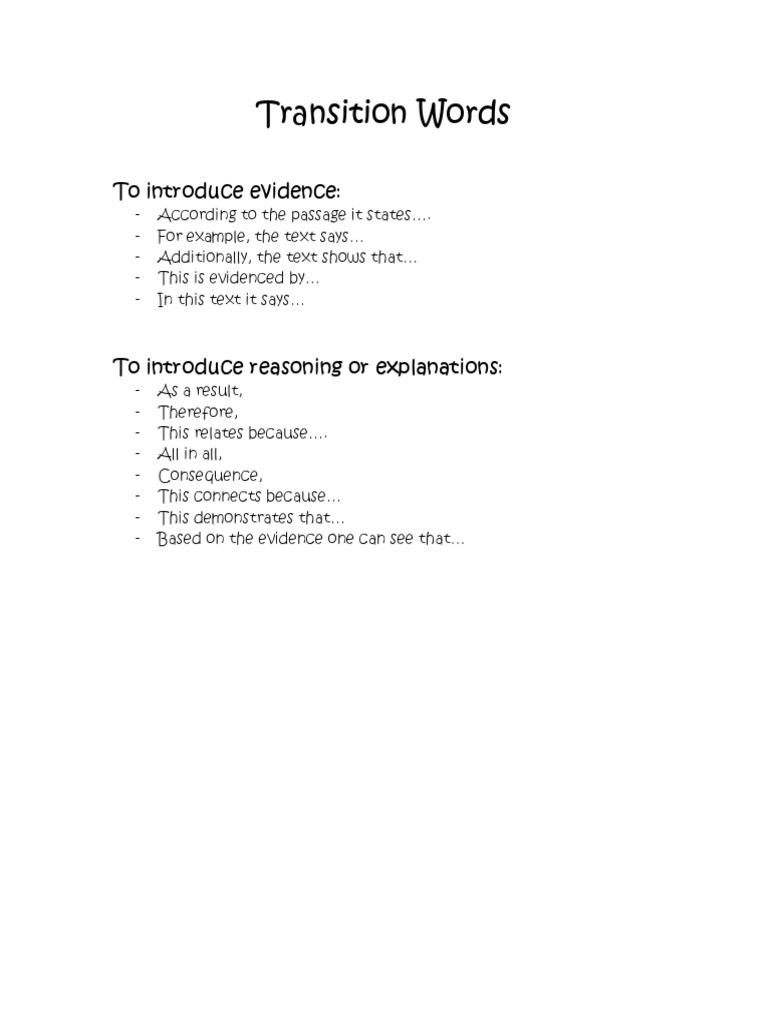 Transition Words for Writing | PDF