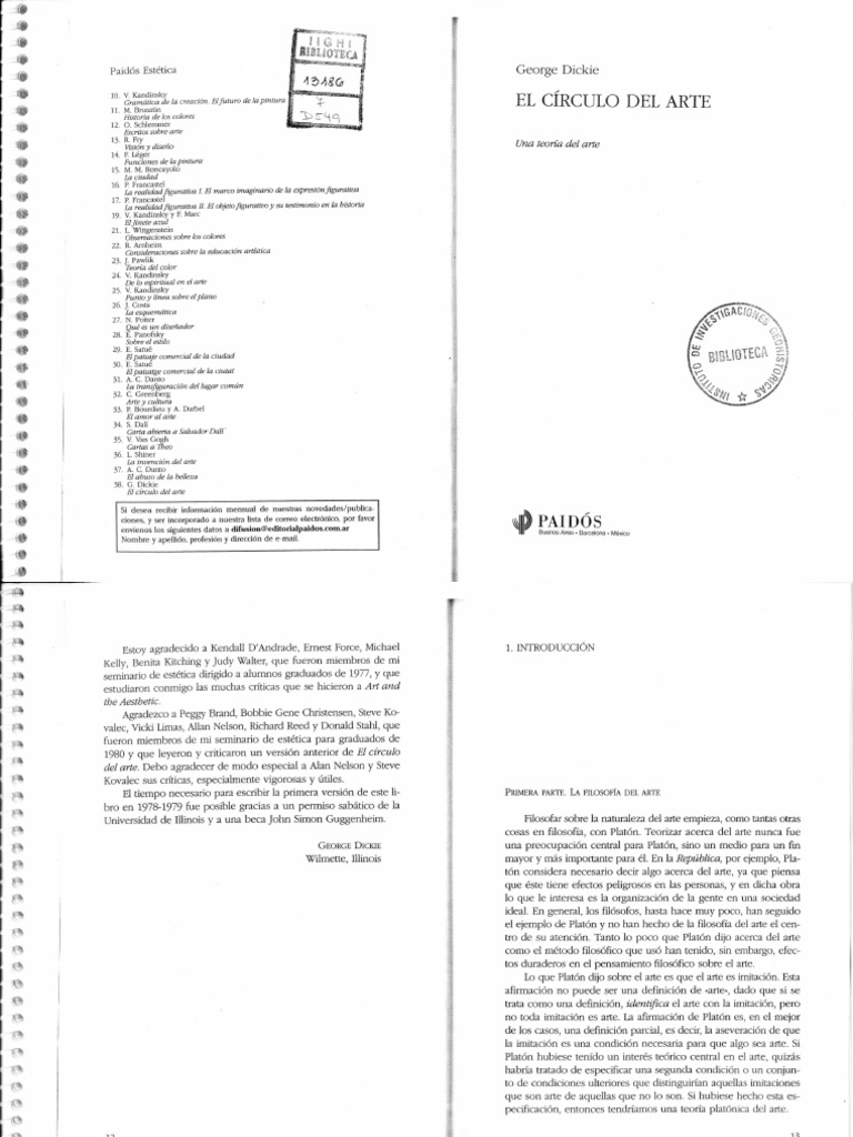 El Círculo Del Arte George Dickie | PDF